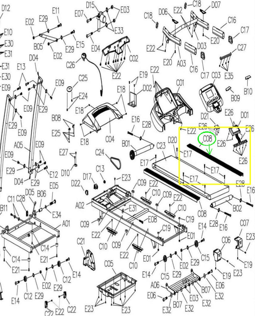 Replacement Side Rail #C08 for EFITMENT T012 Treadmill – ZooVaa
